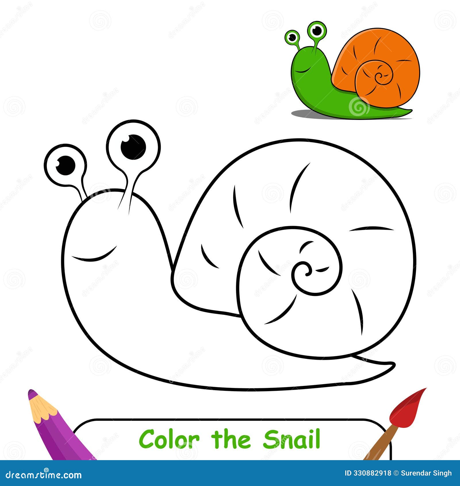Snail Coloring Page, Coloring Book For Kids, Snail Isolated Vector ...