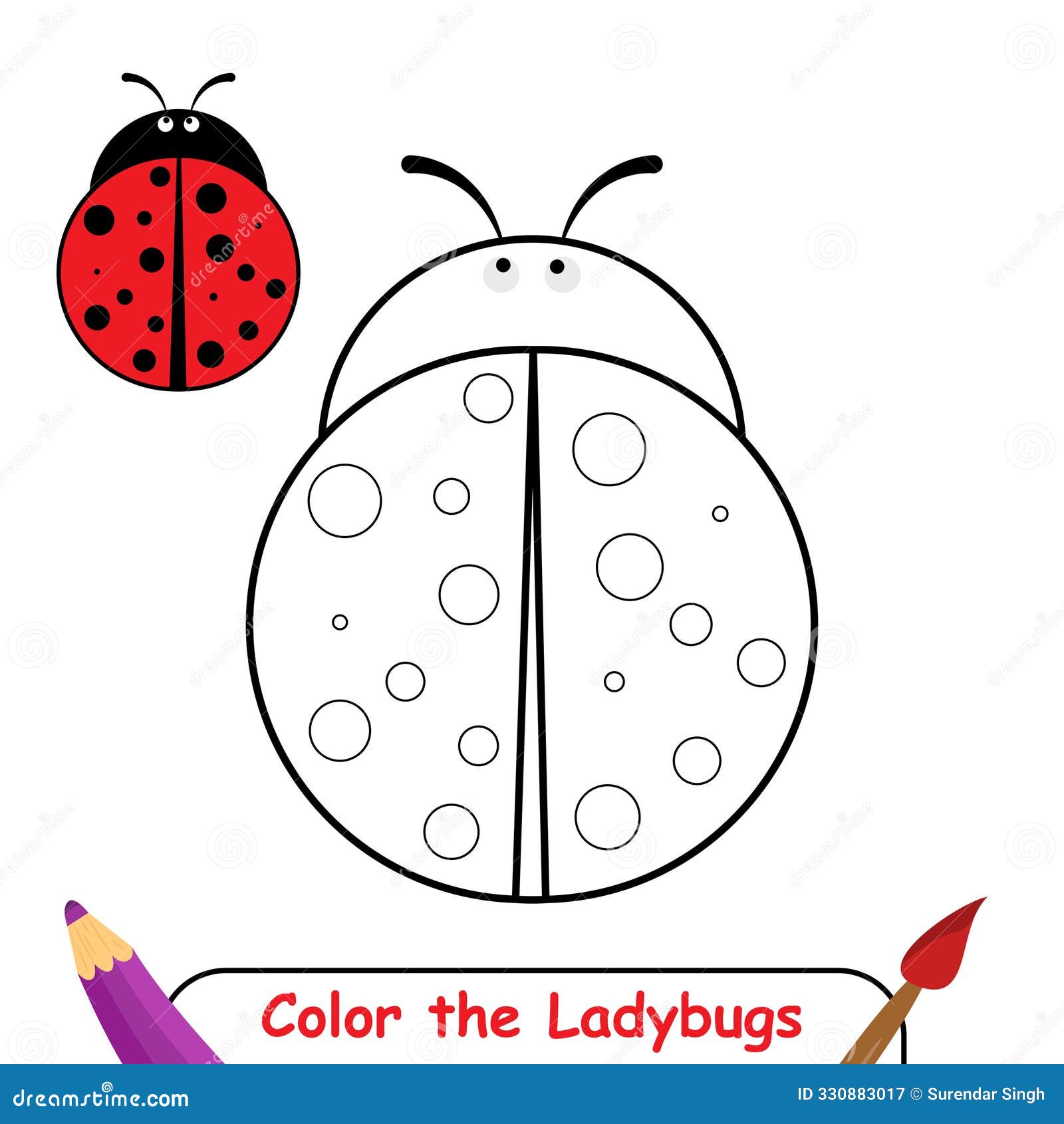 Ladybugs Coloring Page, Coloring Book for Kids, Ladybugs Isolated ...