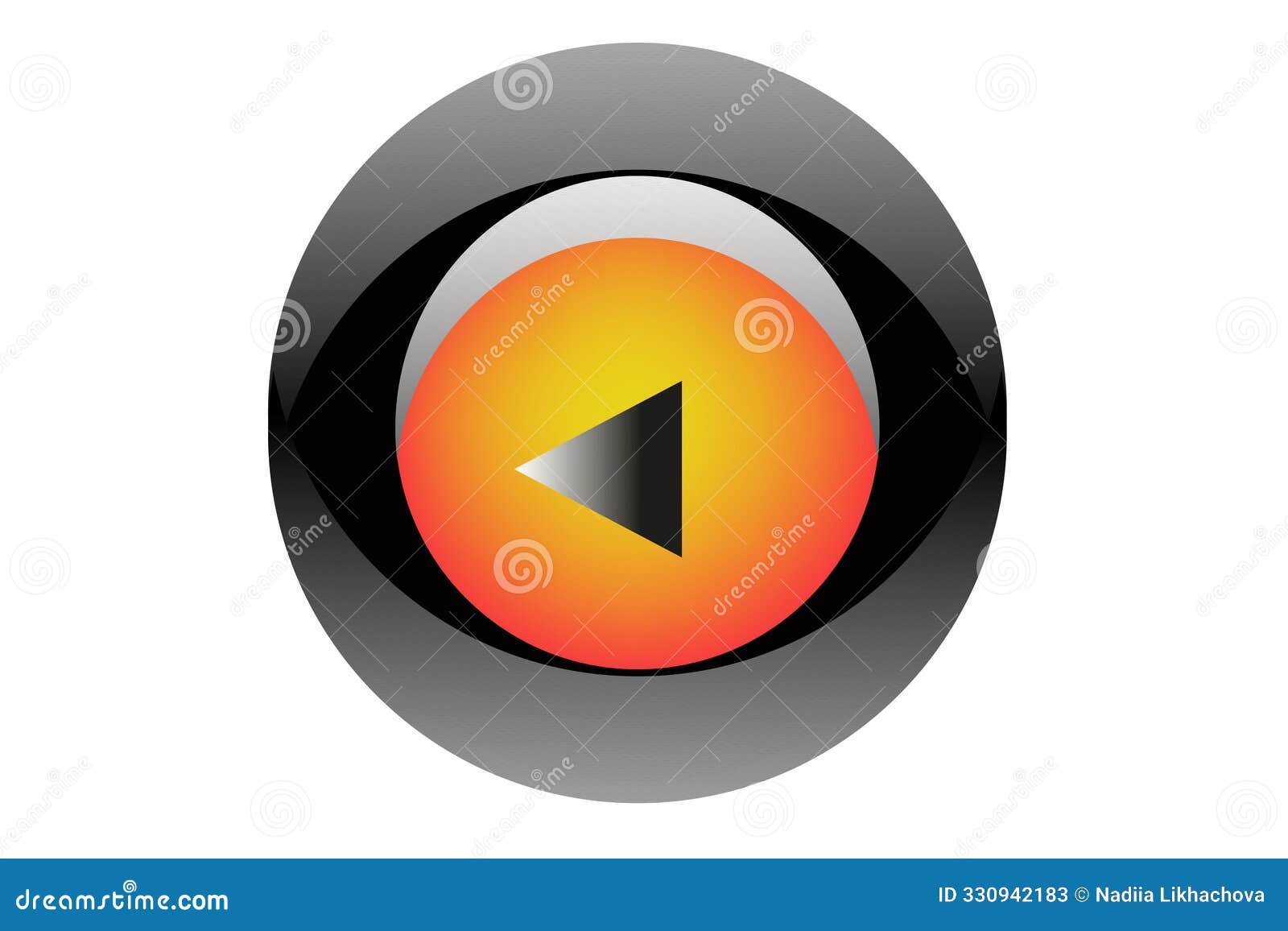 Round Orange Button with Black Arrow and Chrome Frame. Stock Vector ...