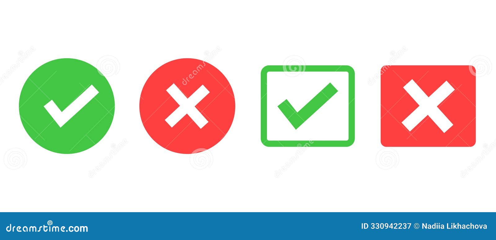 Vector Icons of Checkmarks and Crosses. "Yes" or "no" Checkbox. Stock ...
