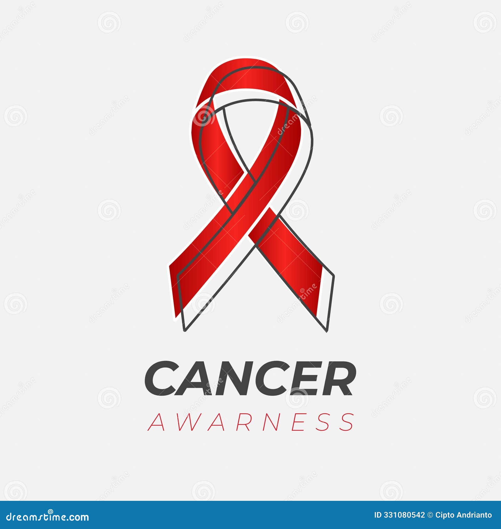 Gradient Red Ribbon Symbol of Breast Cancer Disease Illustration ...