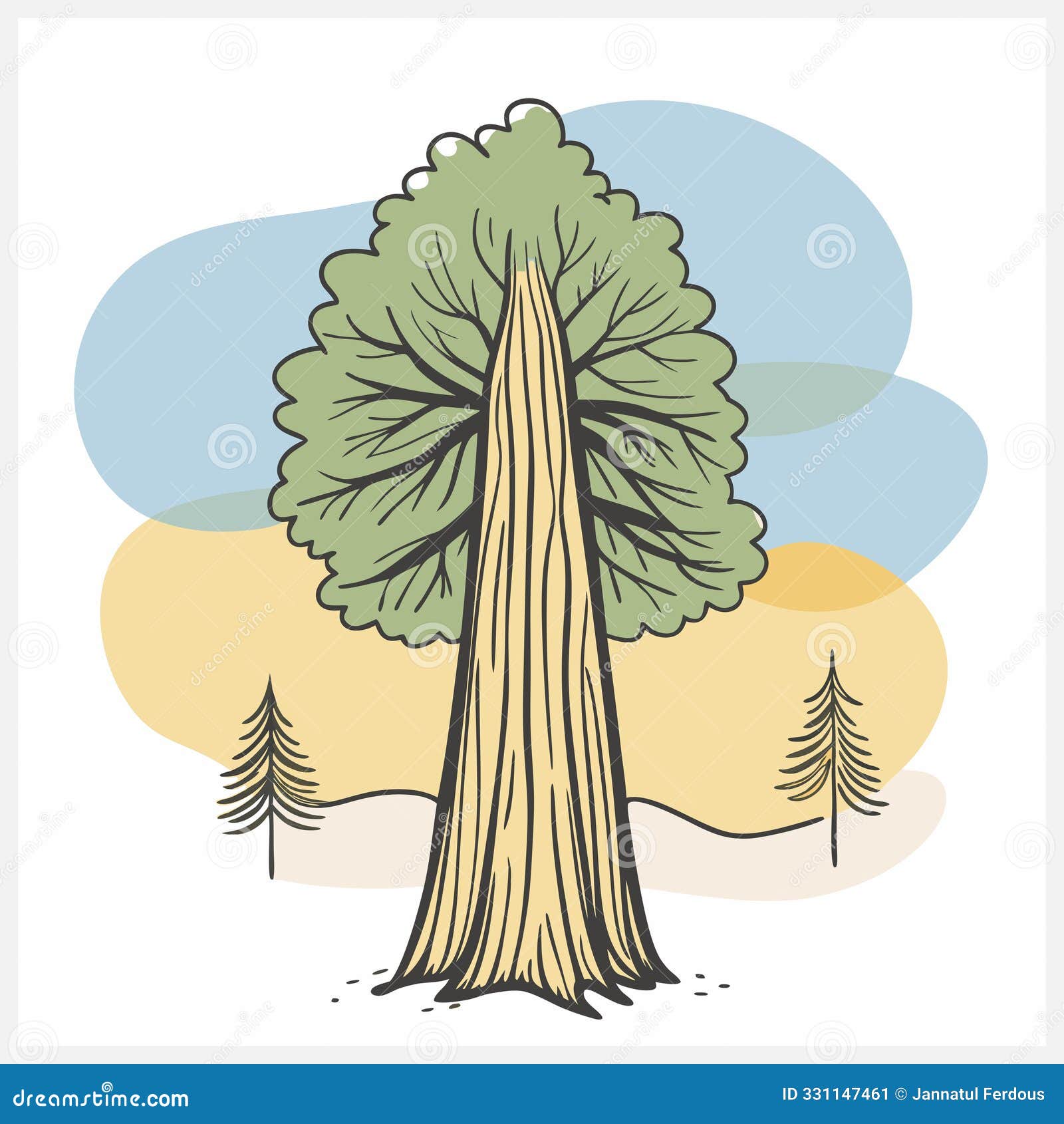Majestic Sequoia Tree Vector Illustration Stock Vector - Illustration ...
