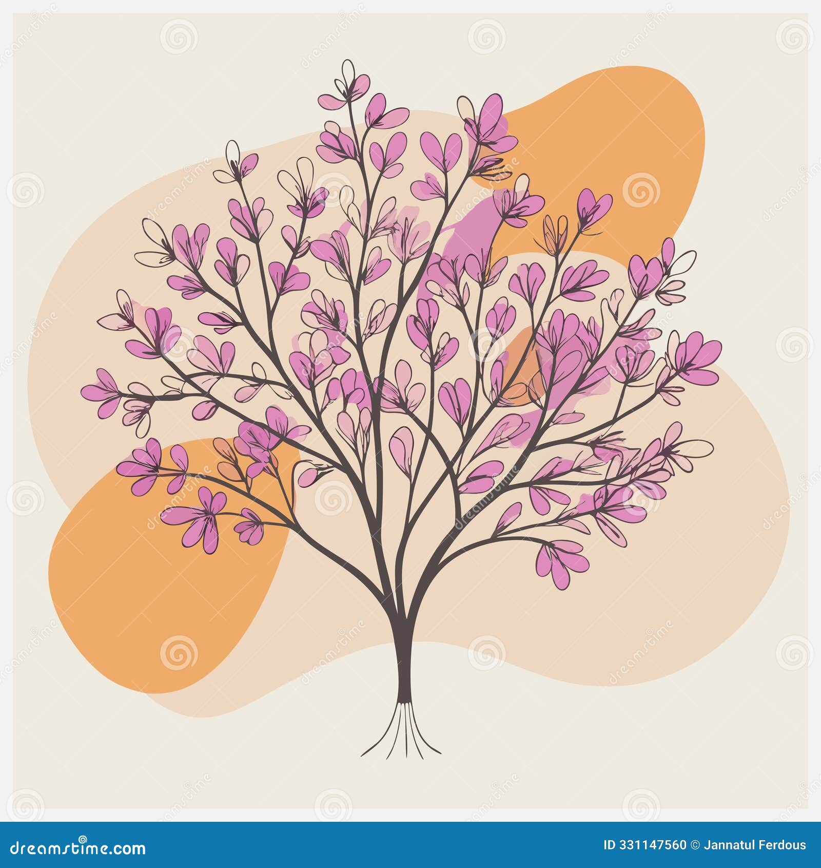 Vibrant Redbud Tree Vector Illustration Stock Vector - Illustration of ...