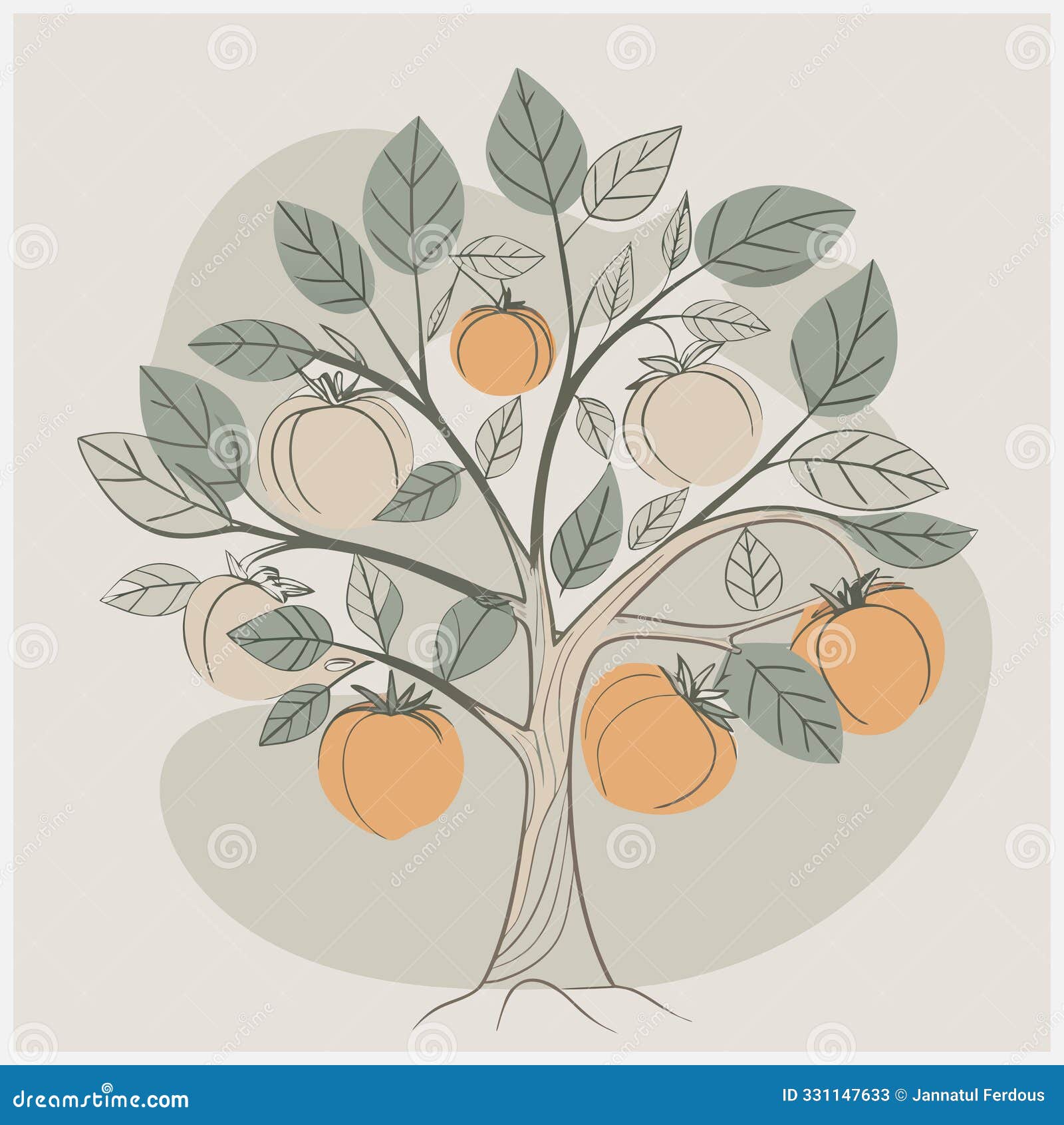 Majestic Pecan Tree Vector Illustration ,Detailed Botanical Artwork ...