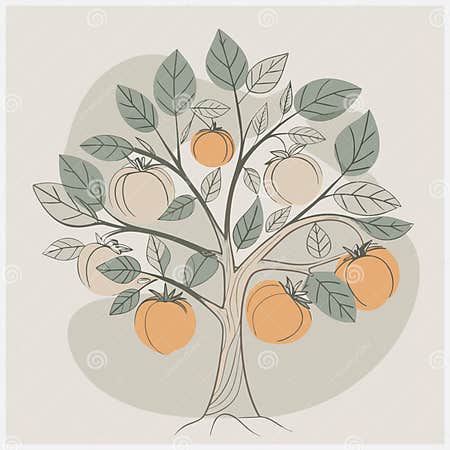 Majestic Pecan Tree Vector Illustration ,Detailed Botanical Artwork ...