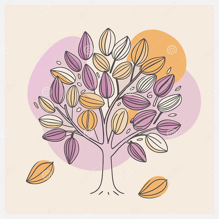 Majestic Pecan Tree Vector Illustration ,Detailed Botanical Artwork ...