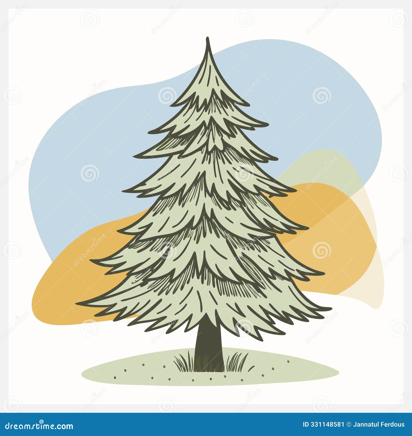 Stunning Fir Tree Vector Illustration Stock Vector - Illustration of ...