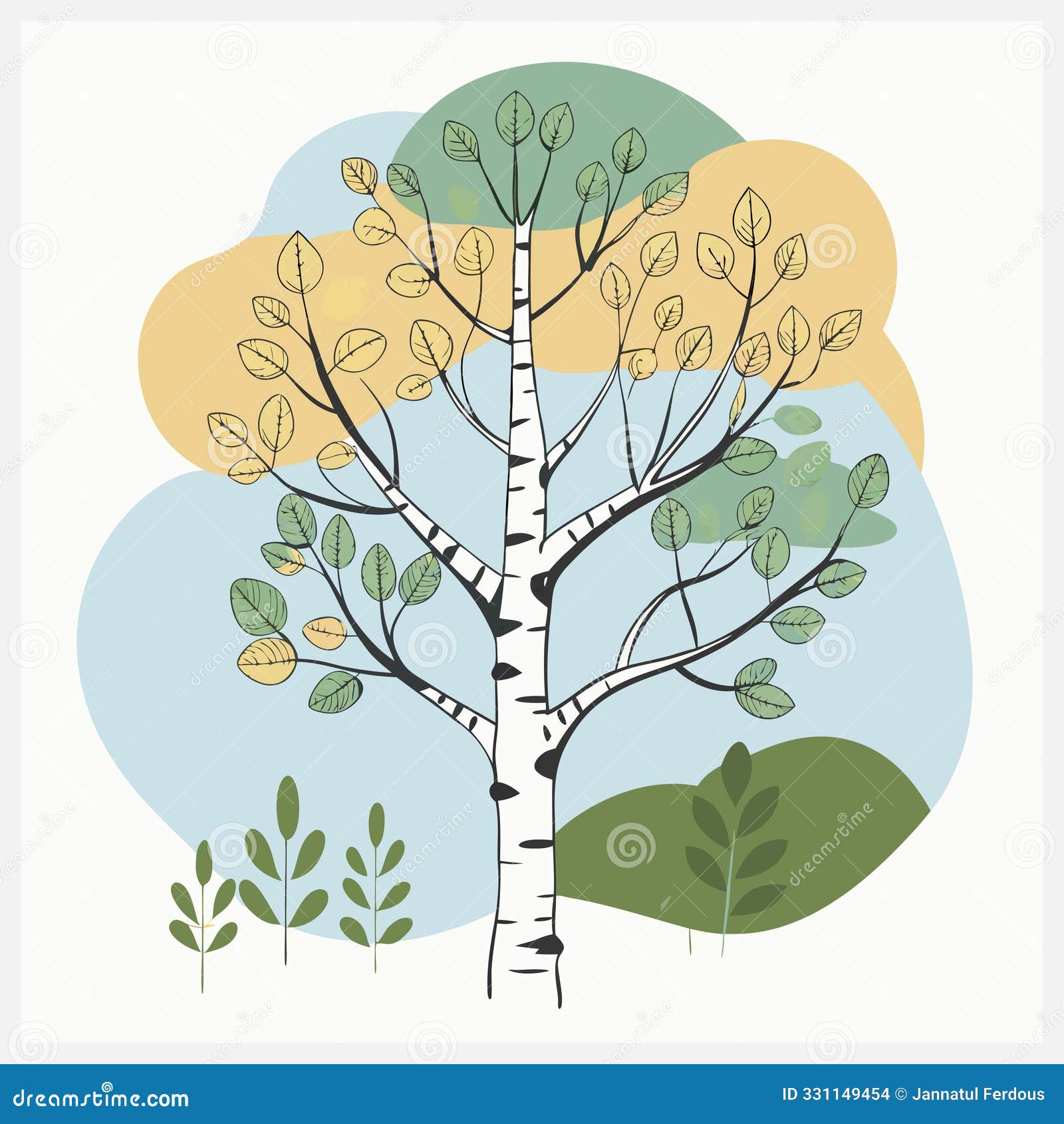 Majestic Aspen Tree Vector Illustration Stock Illustration ...