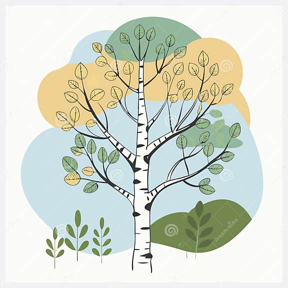 Majestic Aspen Tree Vector Illustration Stock Illustration ...