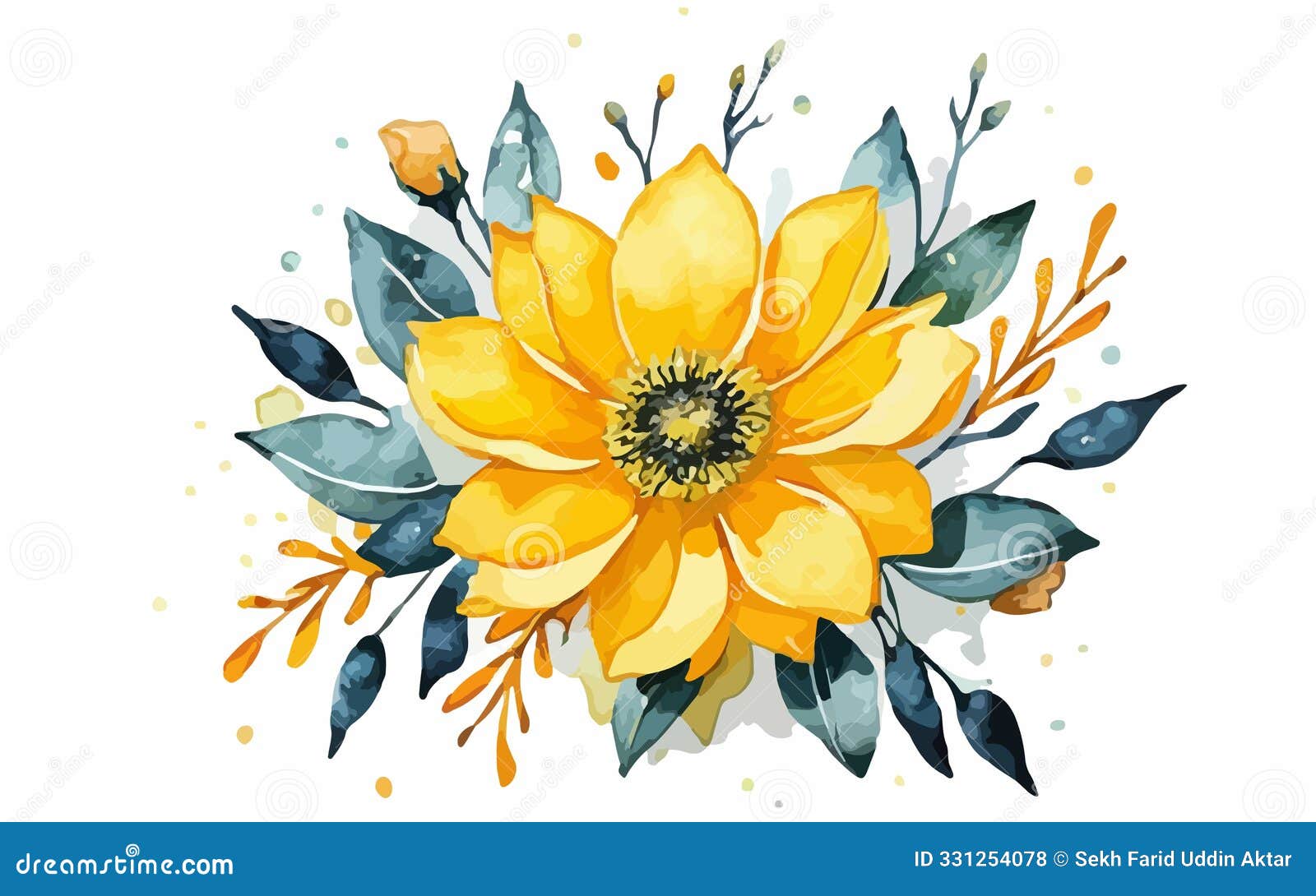 Hand Drown Flower Vintage Watercolor Art and Illustration Generative AI ...