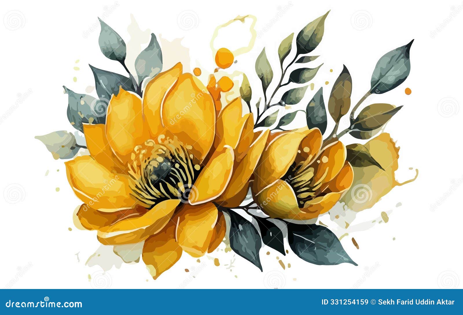 Hand Drown Flower Vintage Watercolor Art and Illustration Generative AI ...