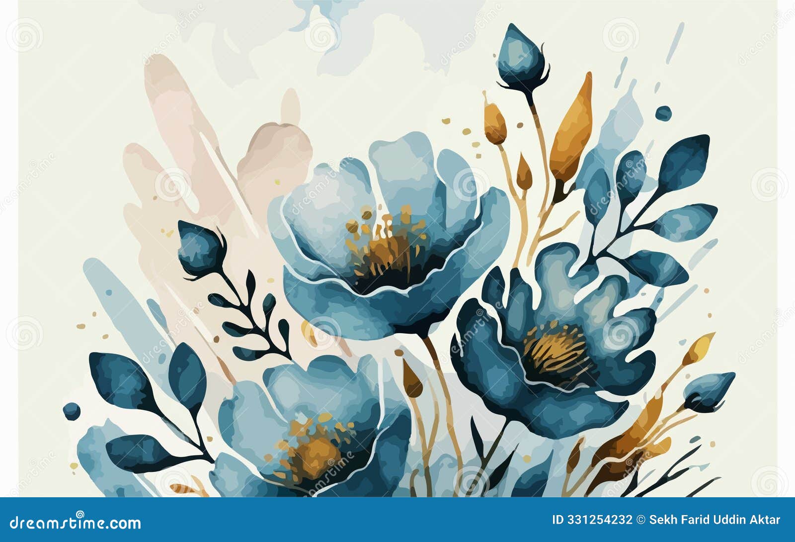 Hand Drown Flower Vintage Watercolor Art and Illustration Generative AI ...