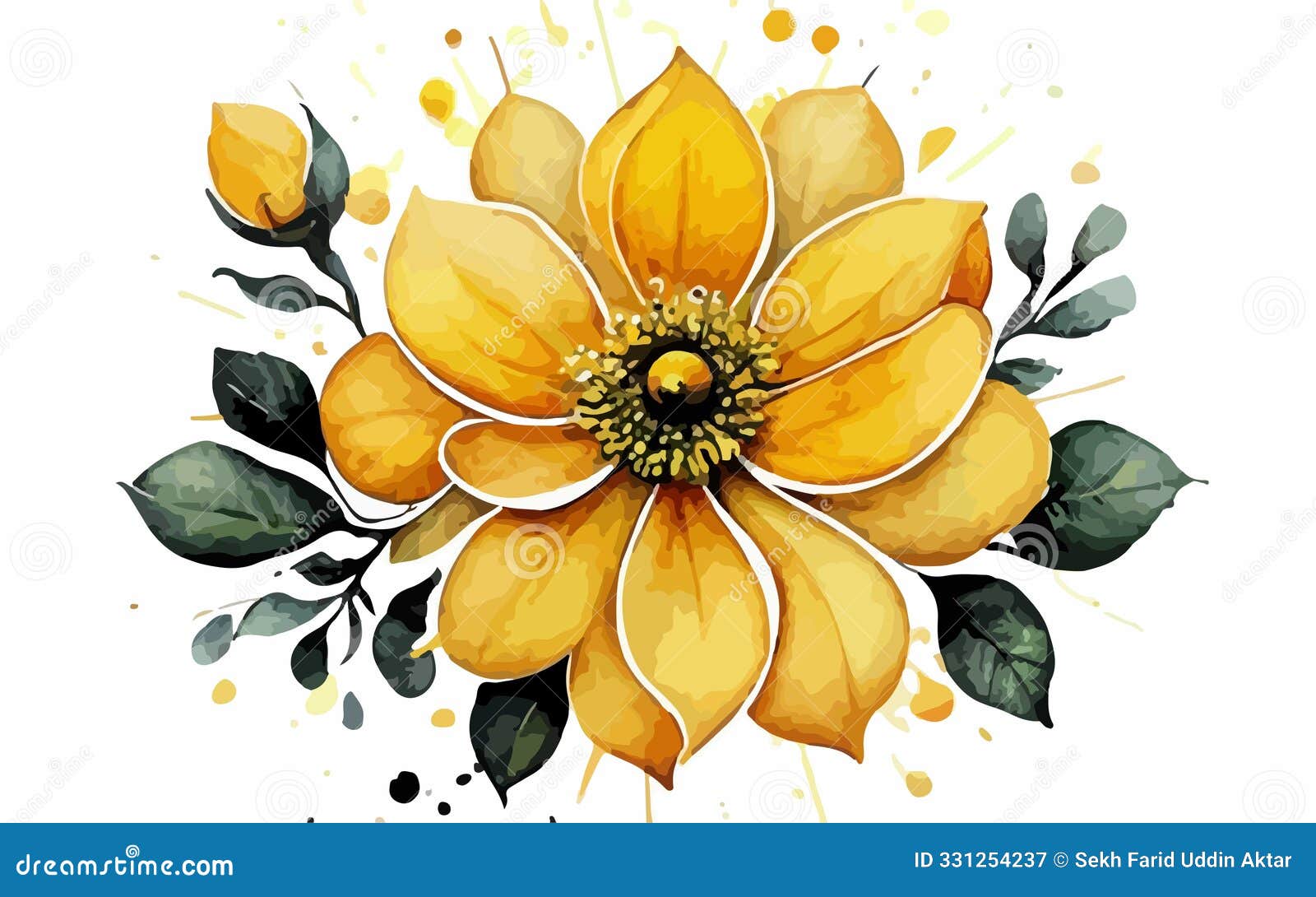 Hand Drown Flower Vintage Watercolor Art and Illustration Generative AI ...