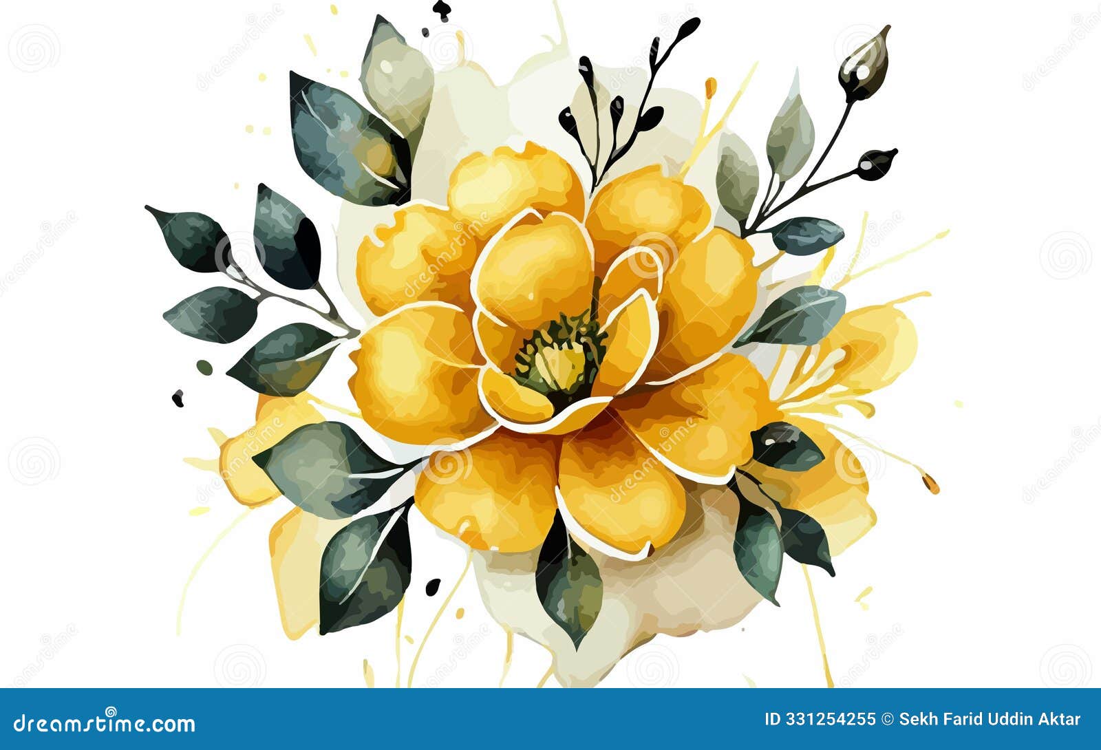Hand Drown Flower Vintage Watercolor Art and Illustration Generative AI ...