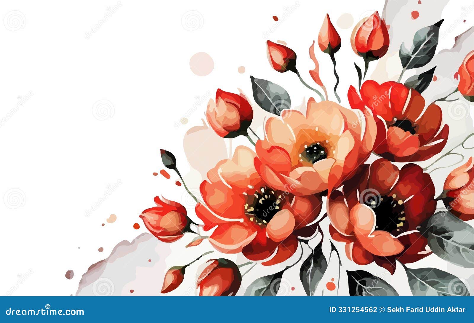Hand Drown Flower Vintage Watercolor Art and Illustration Generative AI ...