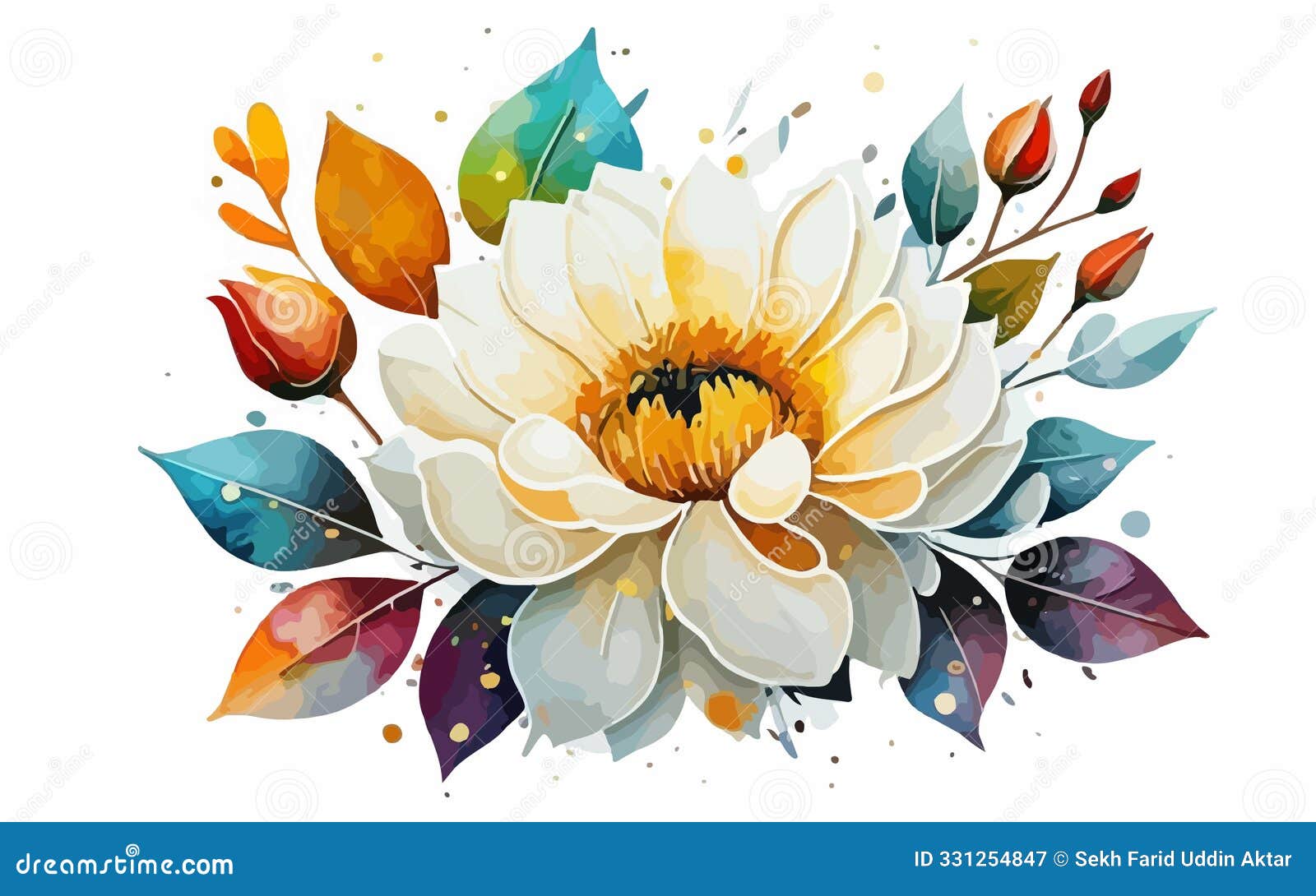Hand Drown Flower Vintage Watercolor Art and Illustration Generative AI ...