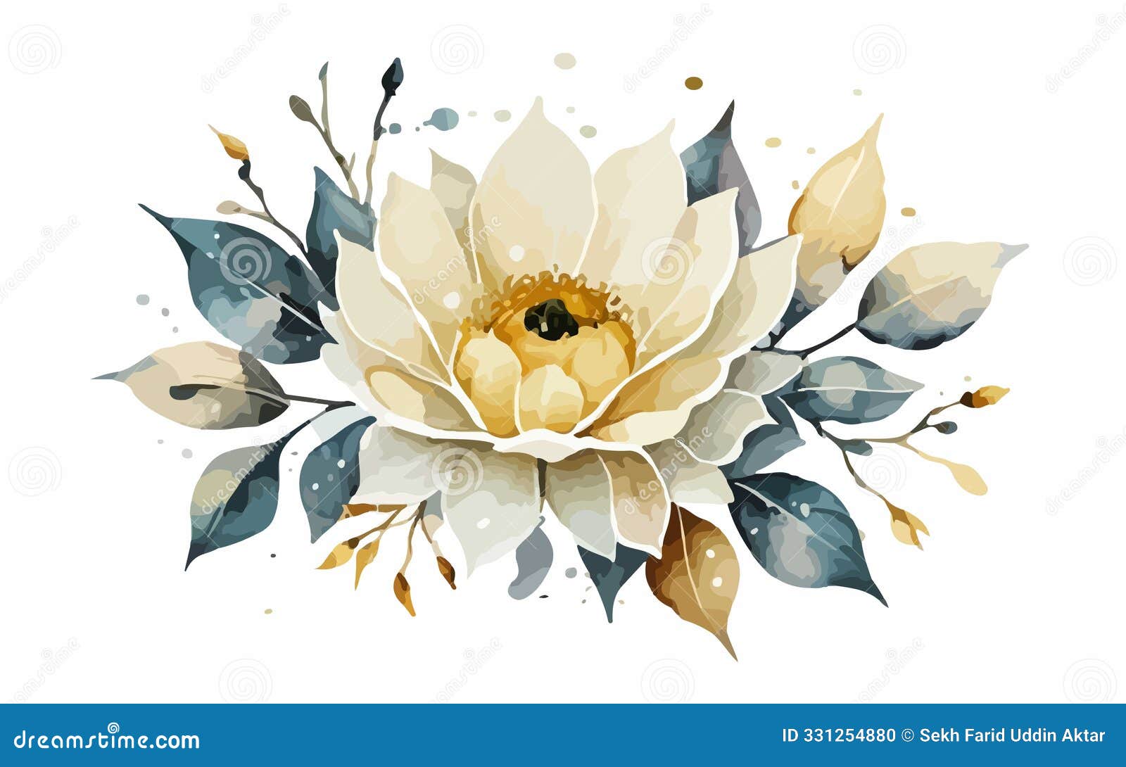 Hand Drown Flower Vintage Watercolor Art and Illustration Generative AI ...