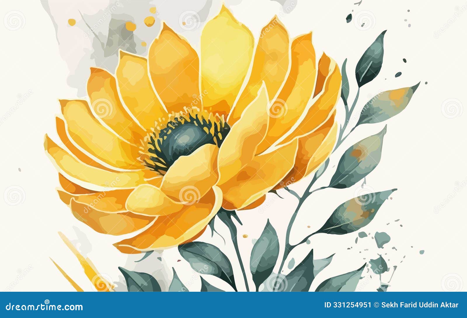 Hand Drown Flower Vintage Watercolor Art and Illustration Generative AI ...