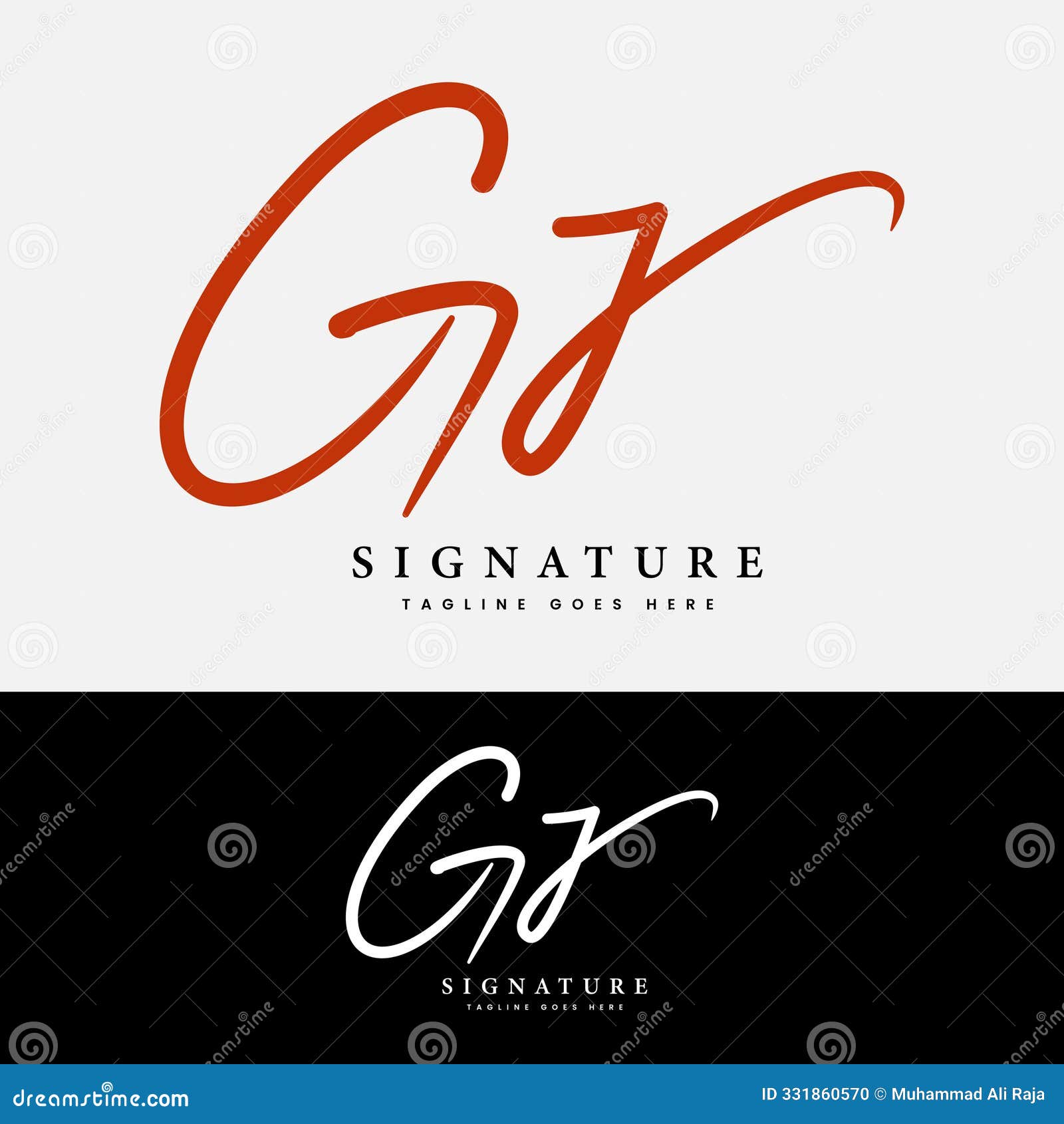 G, J, GJ Initial Letter Logo. Alphabet GJ Handwritten Signature Logo ...