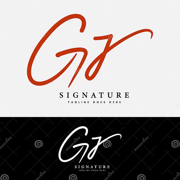 G, J, GJ Initial Letter Logo. Alphabet GJ Handwritten Signature Logo ...