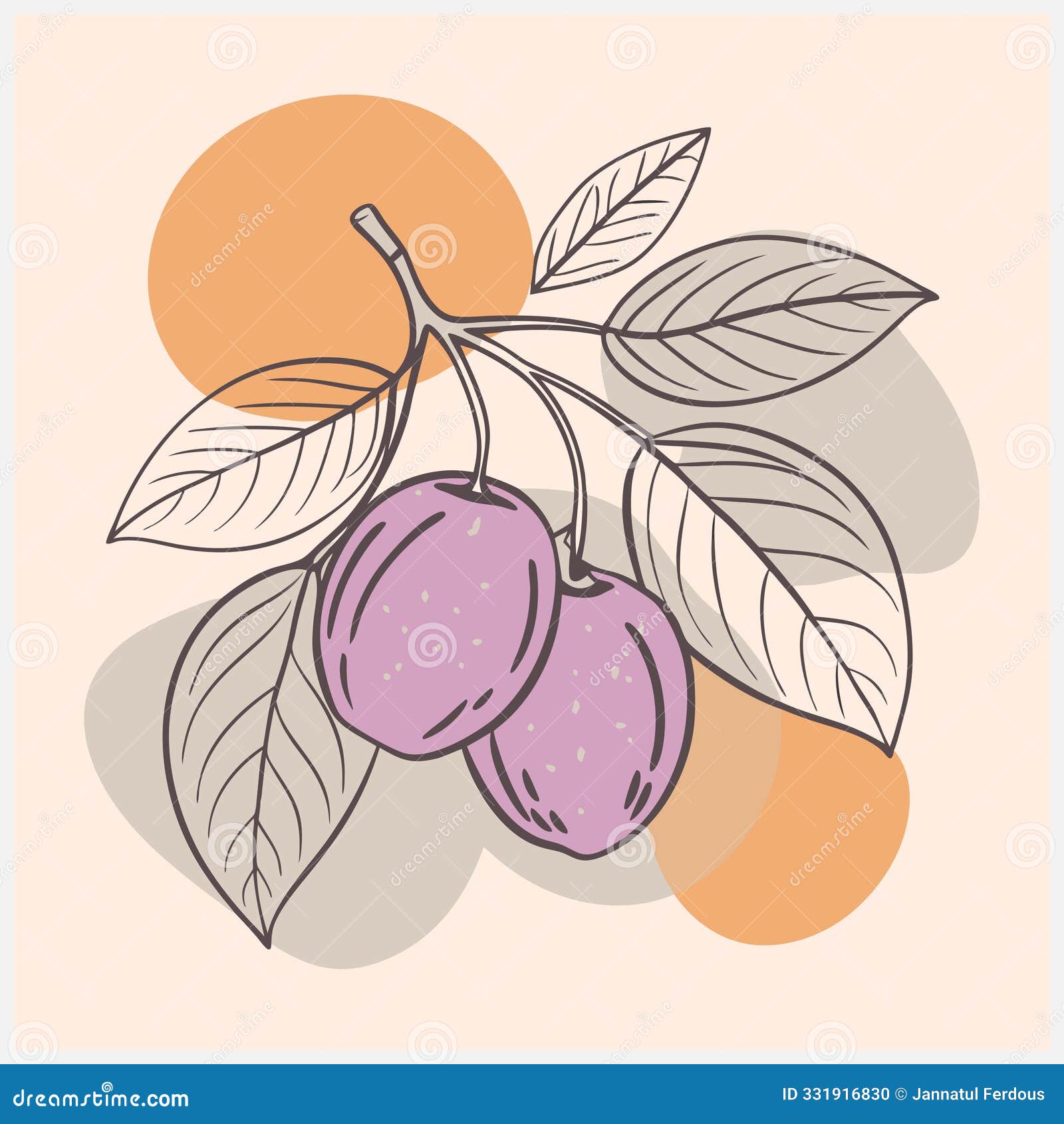 Prune Fruit,seamless Pattern Background Cartoon Vector | CartoonDealer ...