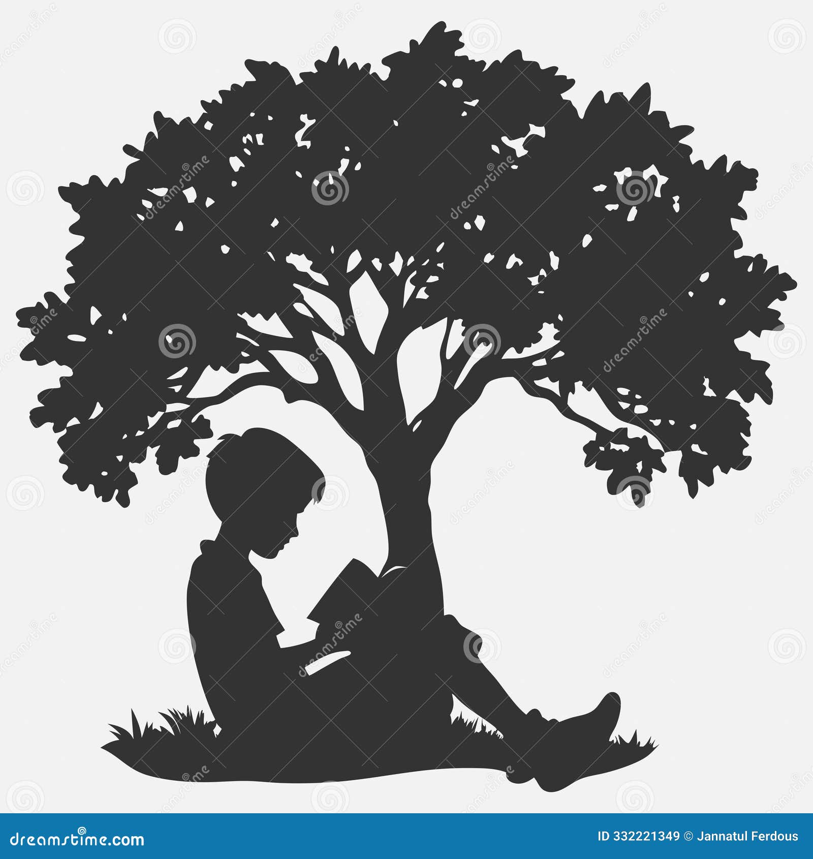 A Boy Sitting Peacefully Under a Majestic Tree, Serene Moments in ...