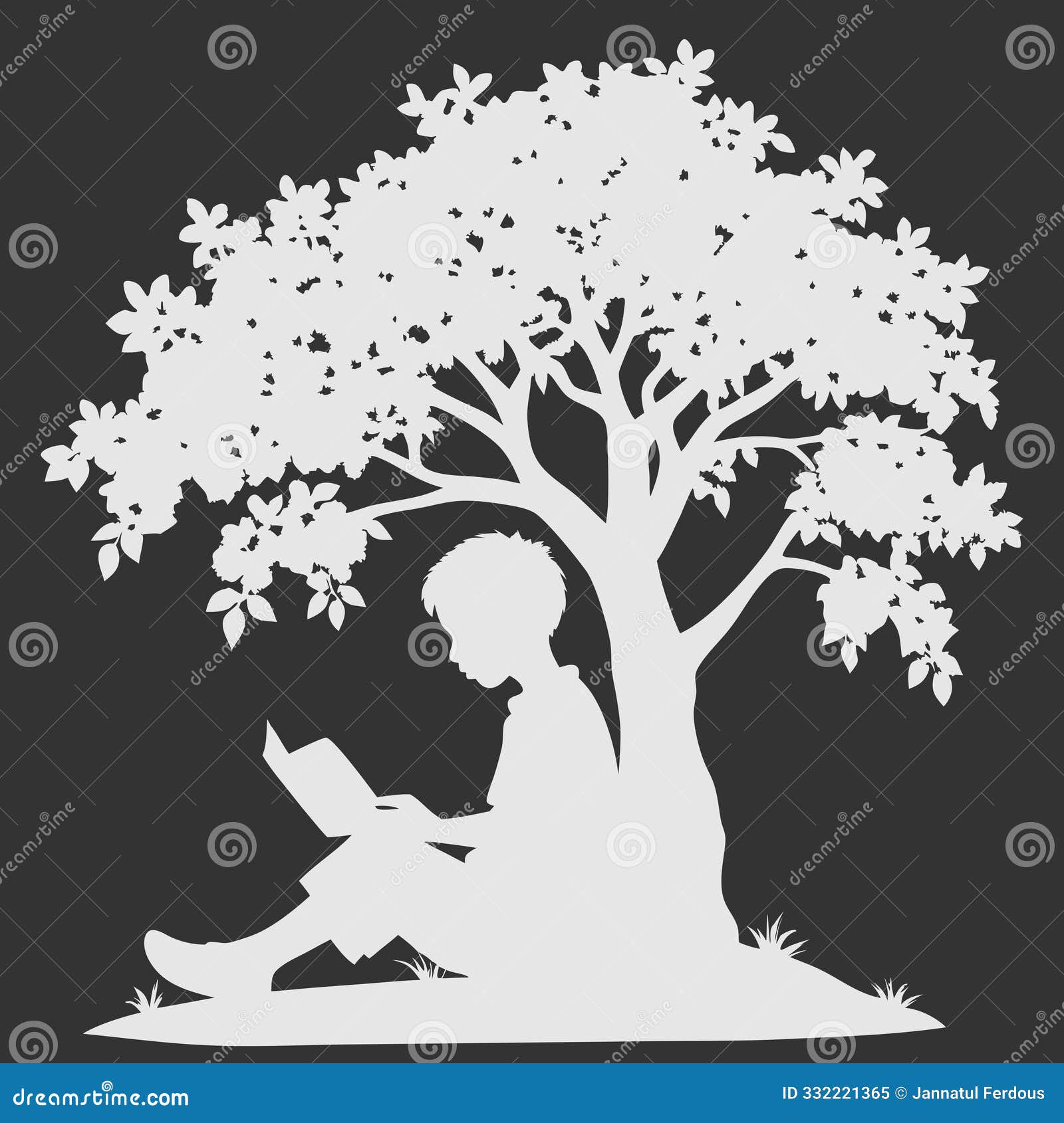 A Boy Sitting Peacefully Under a Majestic Tree, Serene Moments in ...