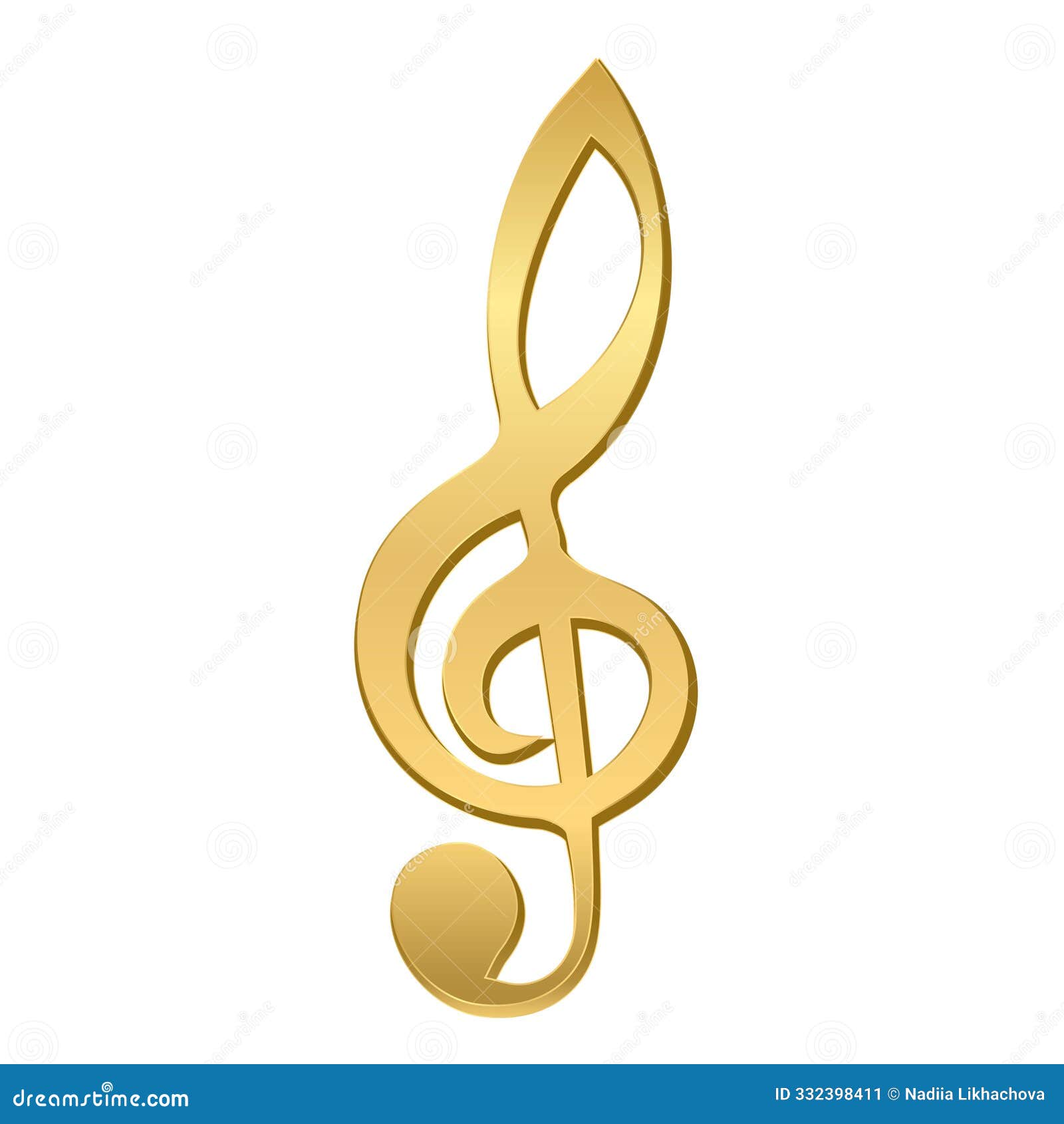Gold Treble Clef or Musical Note. Stock Vector - Illustration of ...