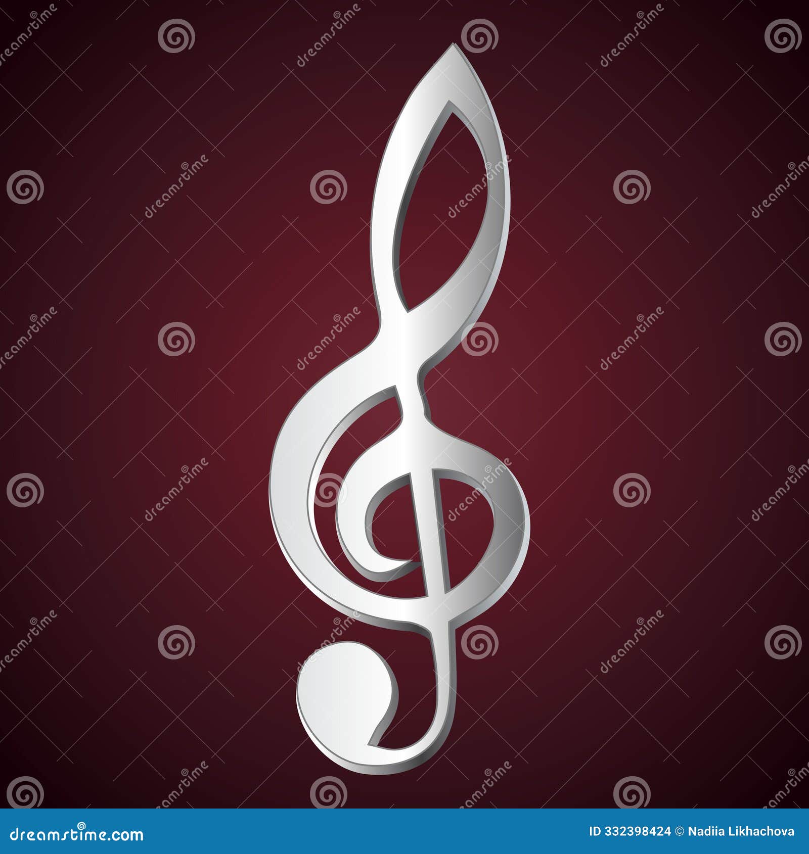 Silver Treble Clef or Musical Note. Abstract Vector Graphic ...