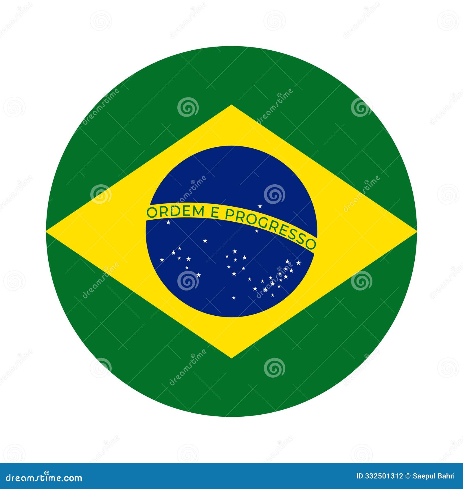 Brazil Flag. Vector Illustration National Flag of Brazil in Circle ...