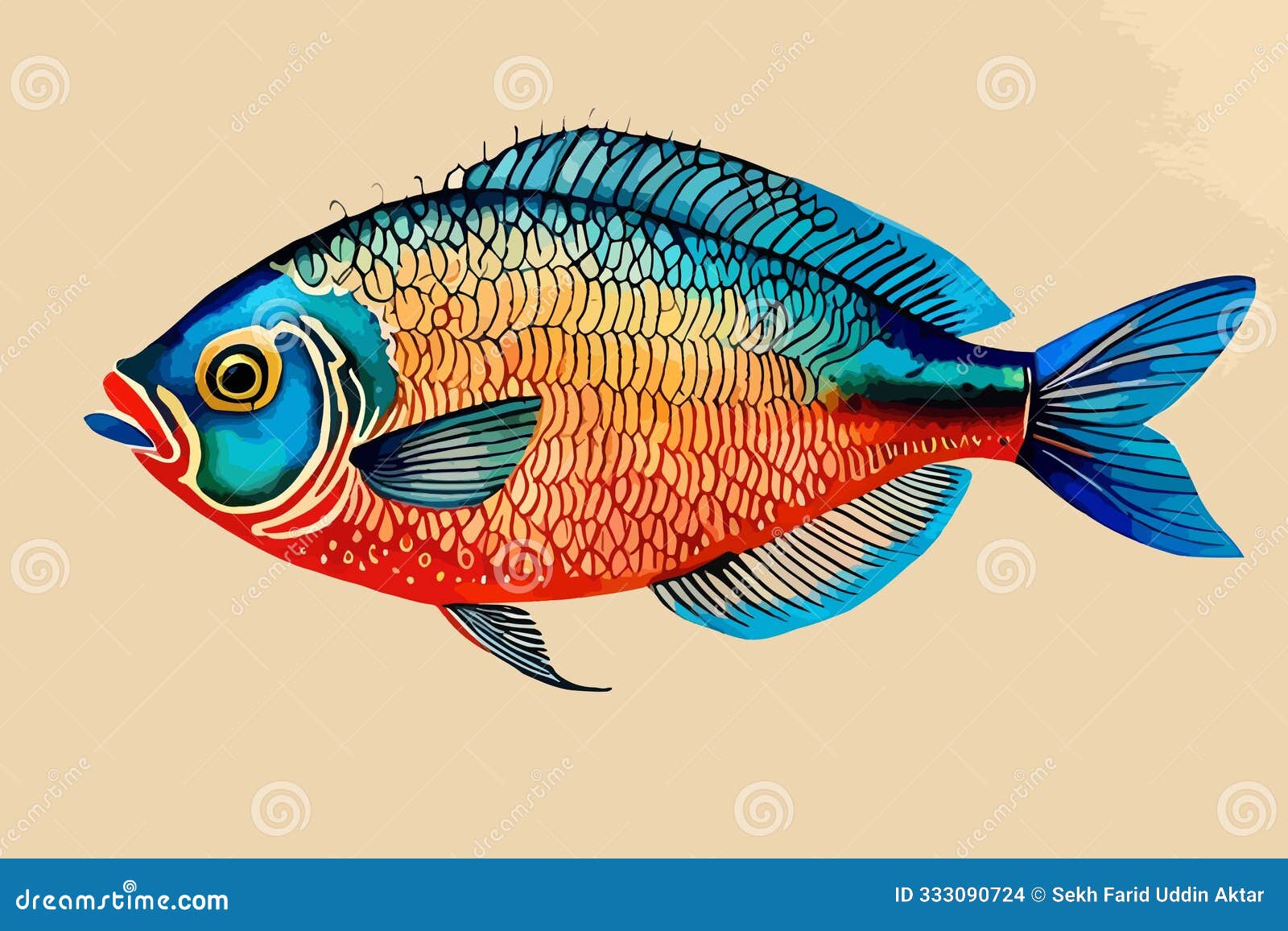 Gourami-fish Watercolor Art and Illustration Generative AI Stock ...