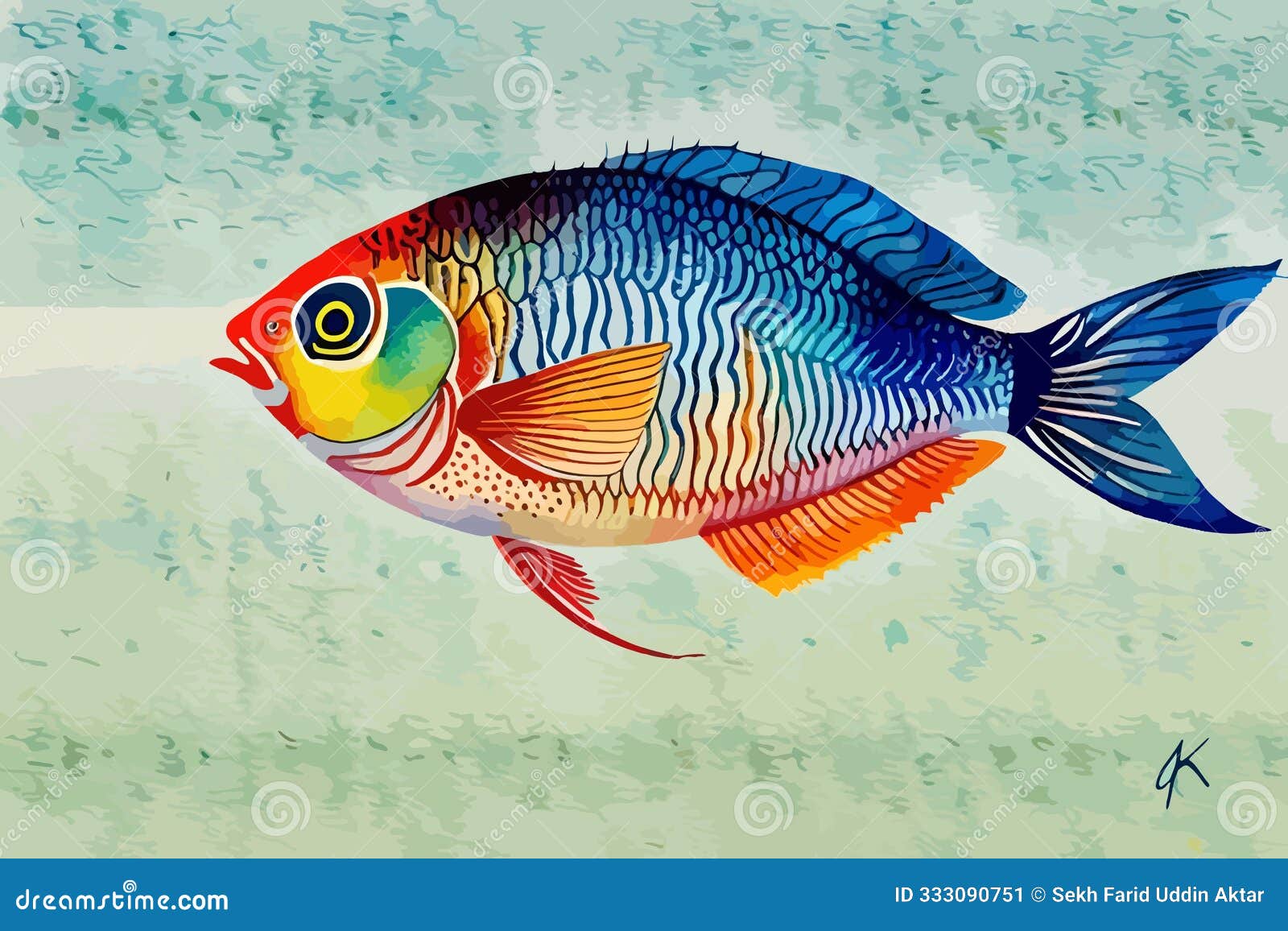 Gourami-fish Watercolor Art and Illustration Generative AI Stock ...