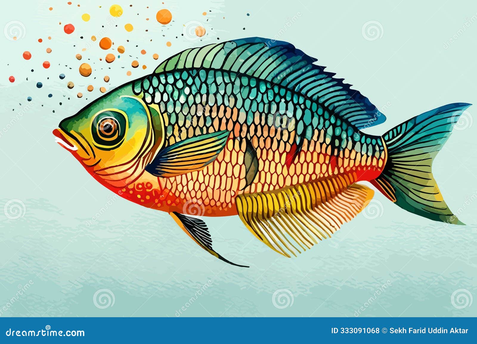 Gourami-fish Watercolor Art and Illustration Generative AI Stock Vector ...