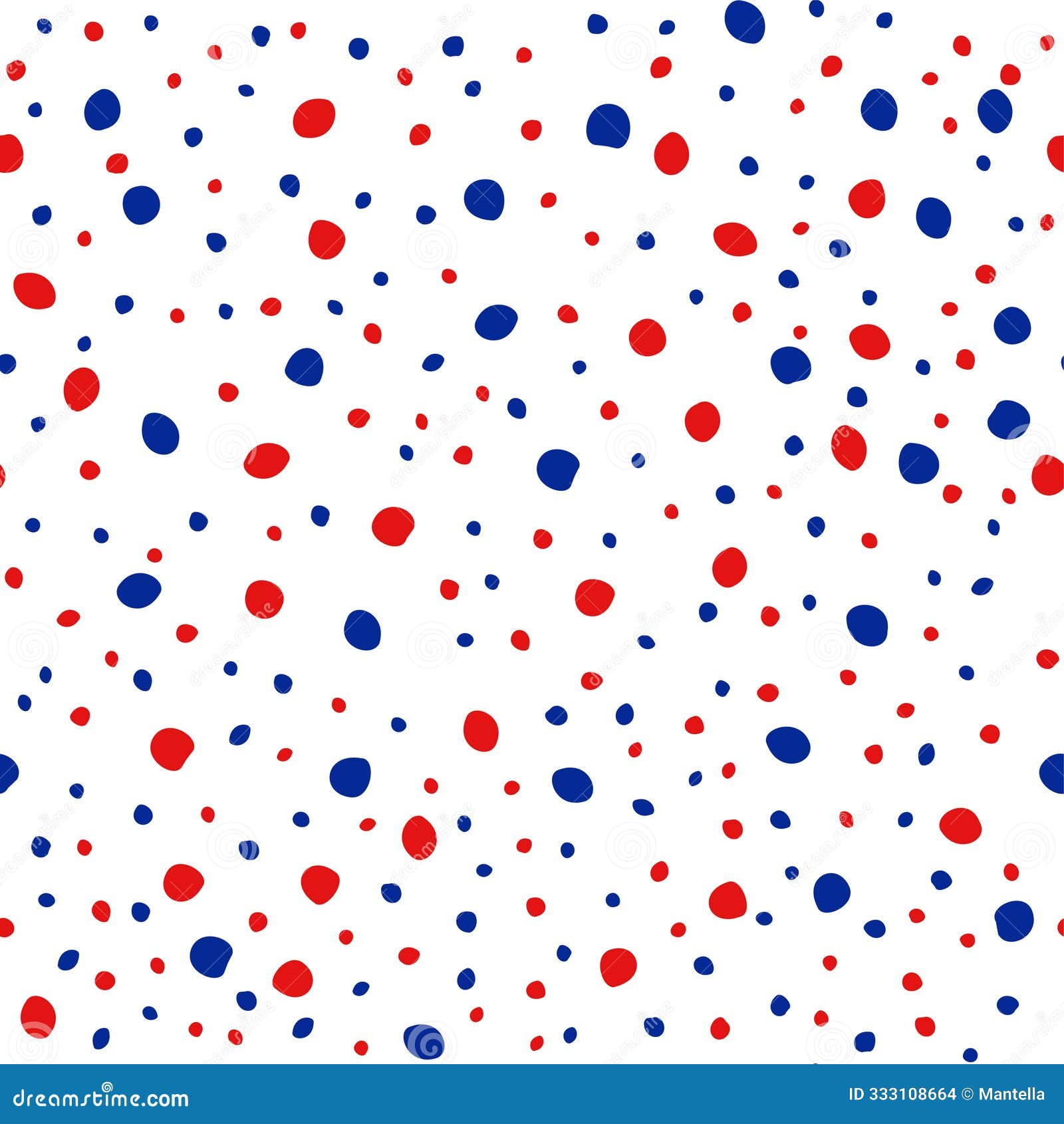 Seamless Pattern of Blue and Red Dots on White Background Stock ...