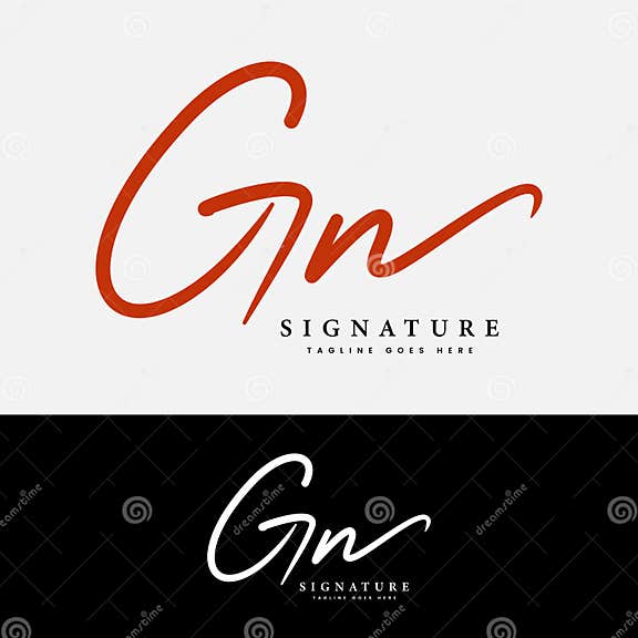 G, N, GN Initial Letter Logo. Alphabet GN Handwritten Signature Logo ...