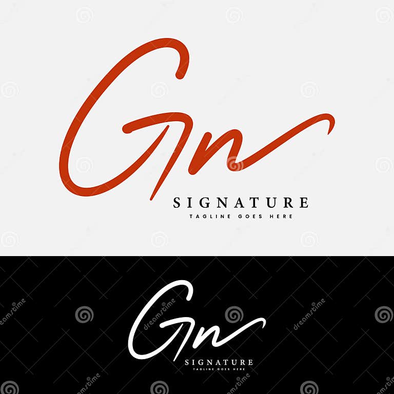 G, N, GN Initial Letter Logo. Alphabet GN Handwritten Signature Logo ...
