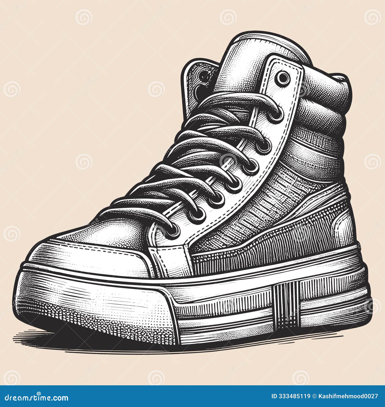 Stylish High Top Shoe Illustration Modern Athletic Footwear Design ...