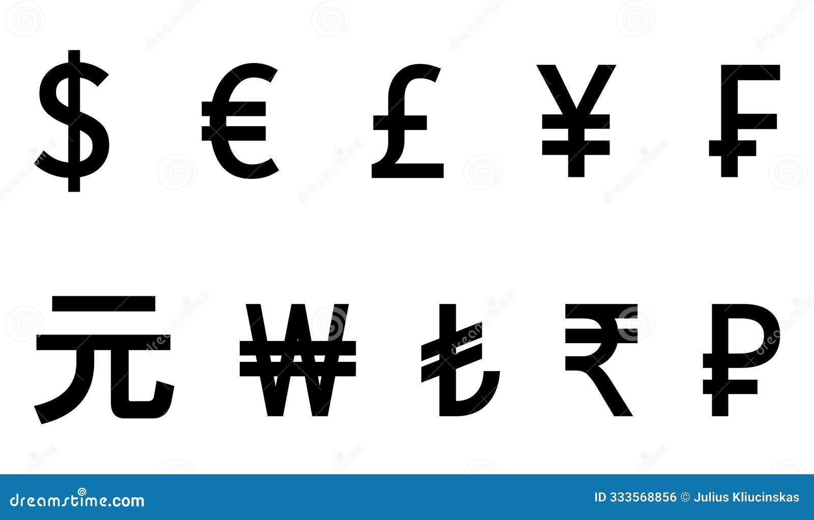 International Currency Symbol Vector Icon Set. Dollar, Euro, Pound ...
