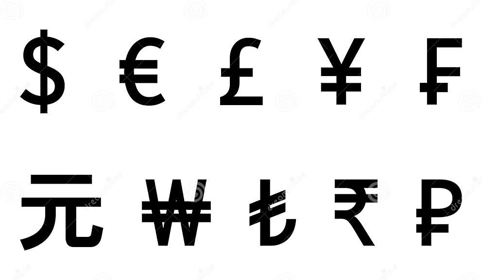 International Currency Symbol Vector Icon Set. Dollar, Euro, Pound ...