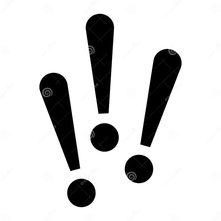 Exclamation Mark Vector Icon. Three Exclamation Points Sign. Isolated ...