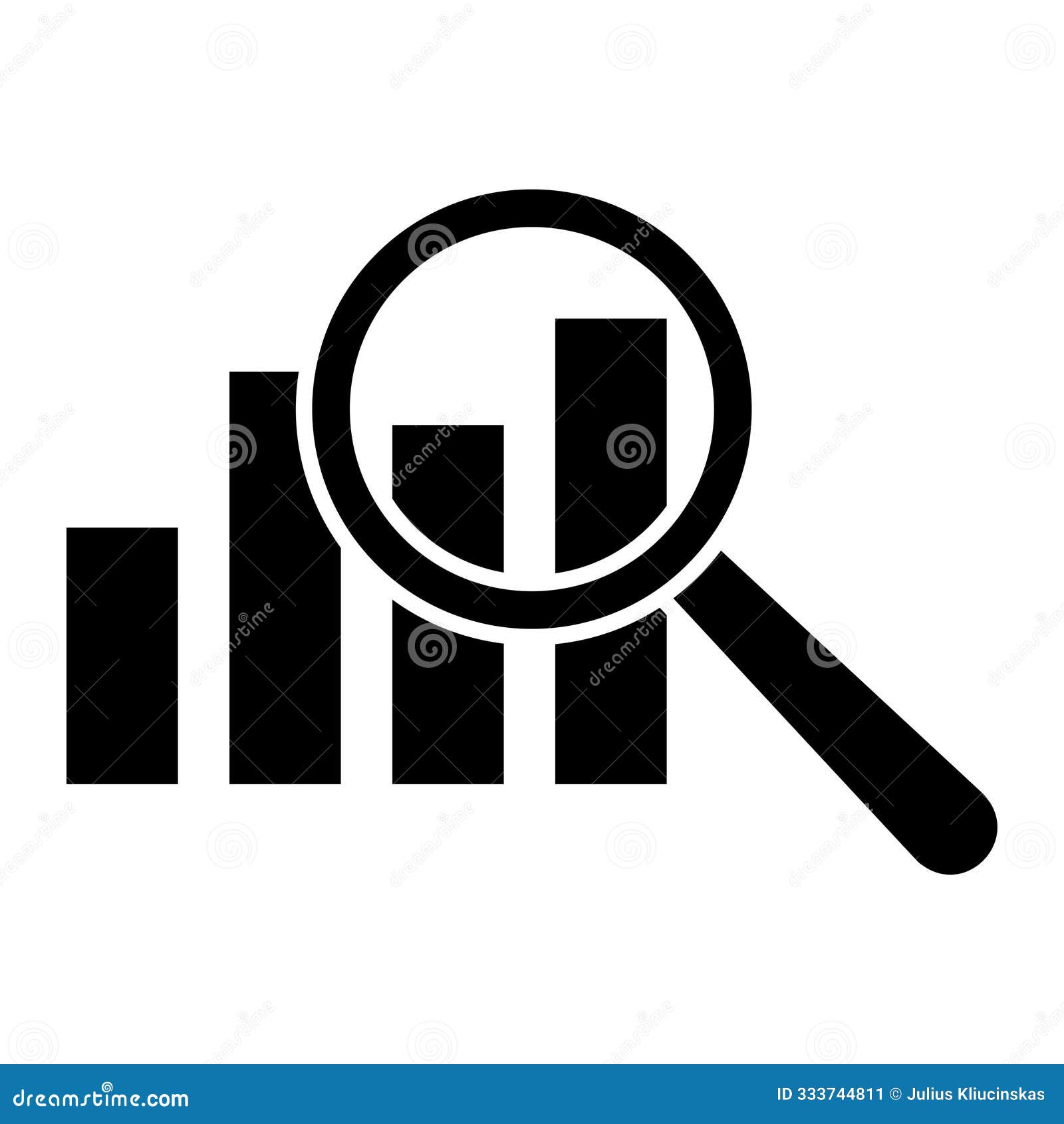 Magnifier and Graph Icon. Research Illustration Symbol. Glass with Data ...