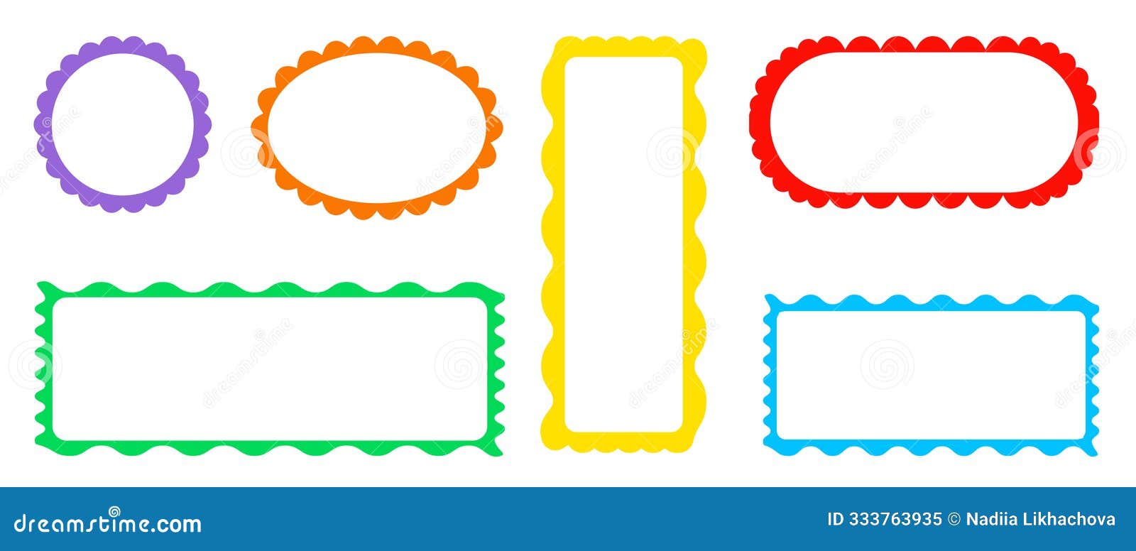 Frames Scalloped Vector Corrugated Bento Grid Shapes Set. Scallop Frame ...