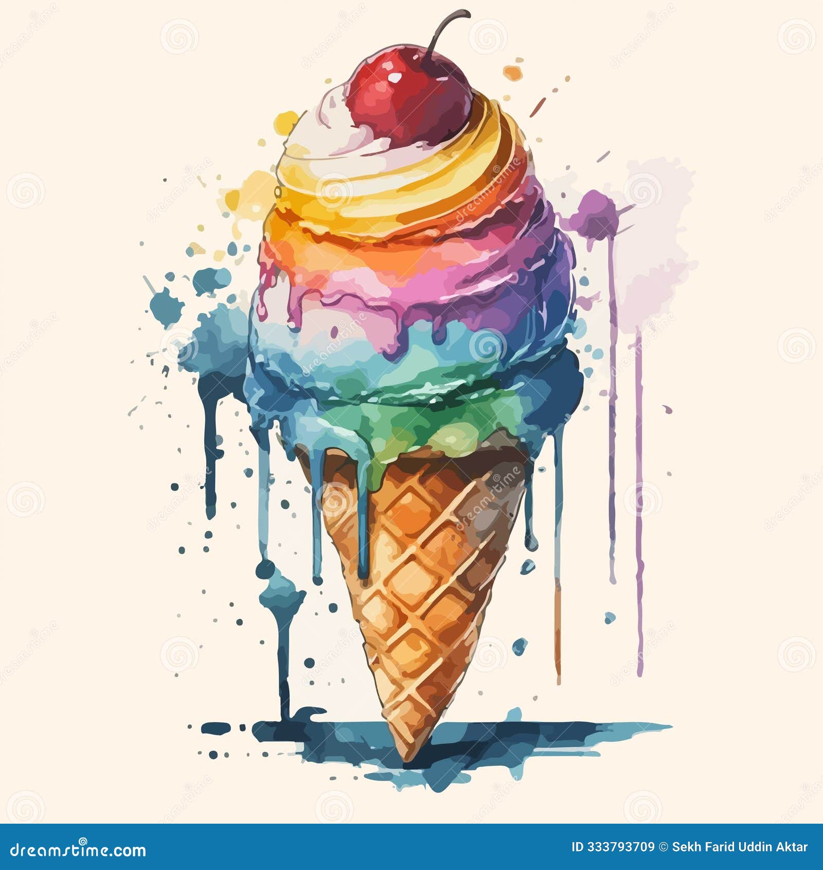 Ice Cream Art and Illustration Generative AI Stock Illustration ...