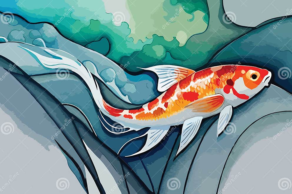 Koi Fish Art and Illustration Generative AI Stock Vector - Illustration ...