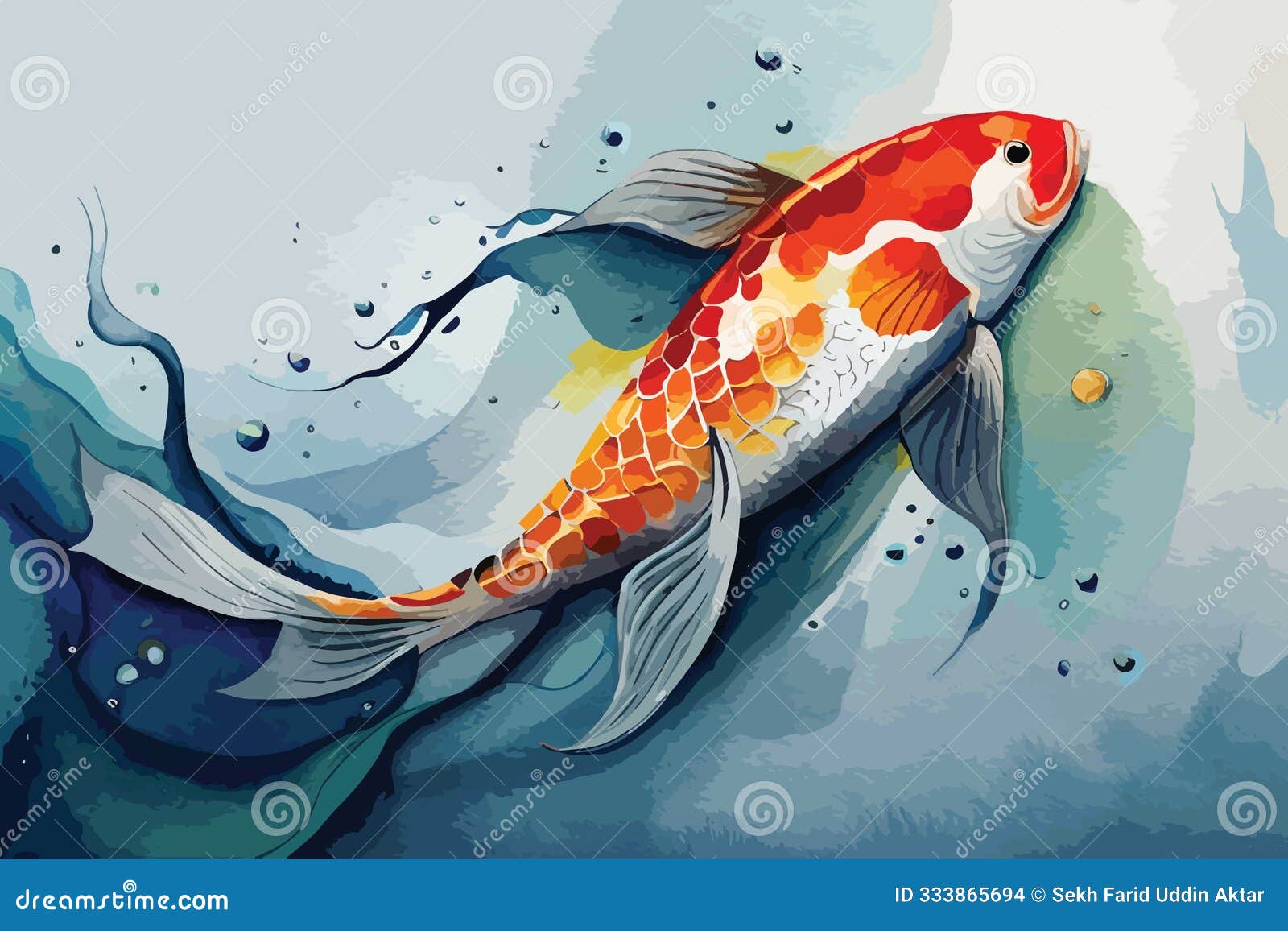 Koi Fish Art and Illustration Generative AI Stock Illustration ...