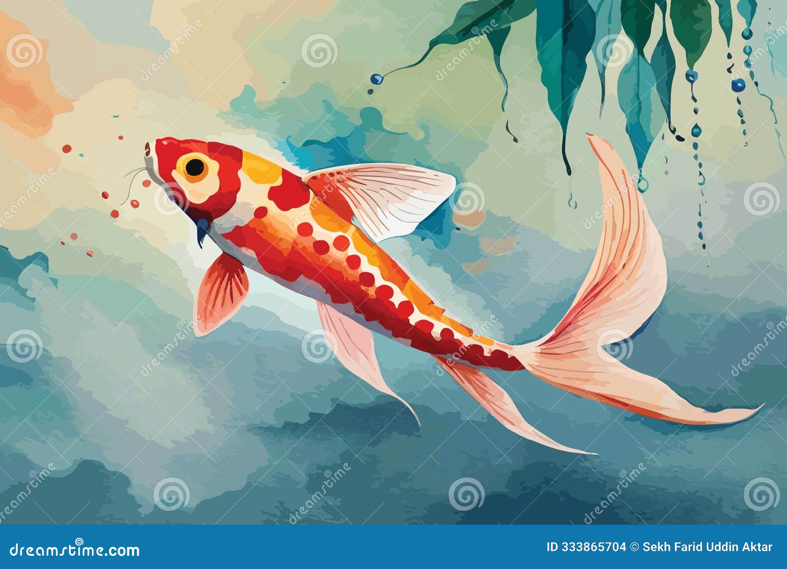 Koi Fish Art and Illustration Generative AI Stock Illustration ...