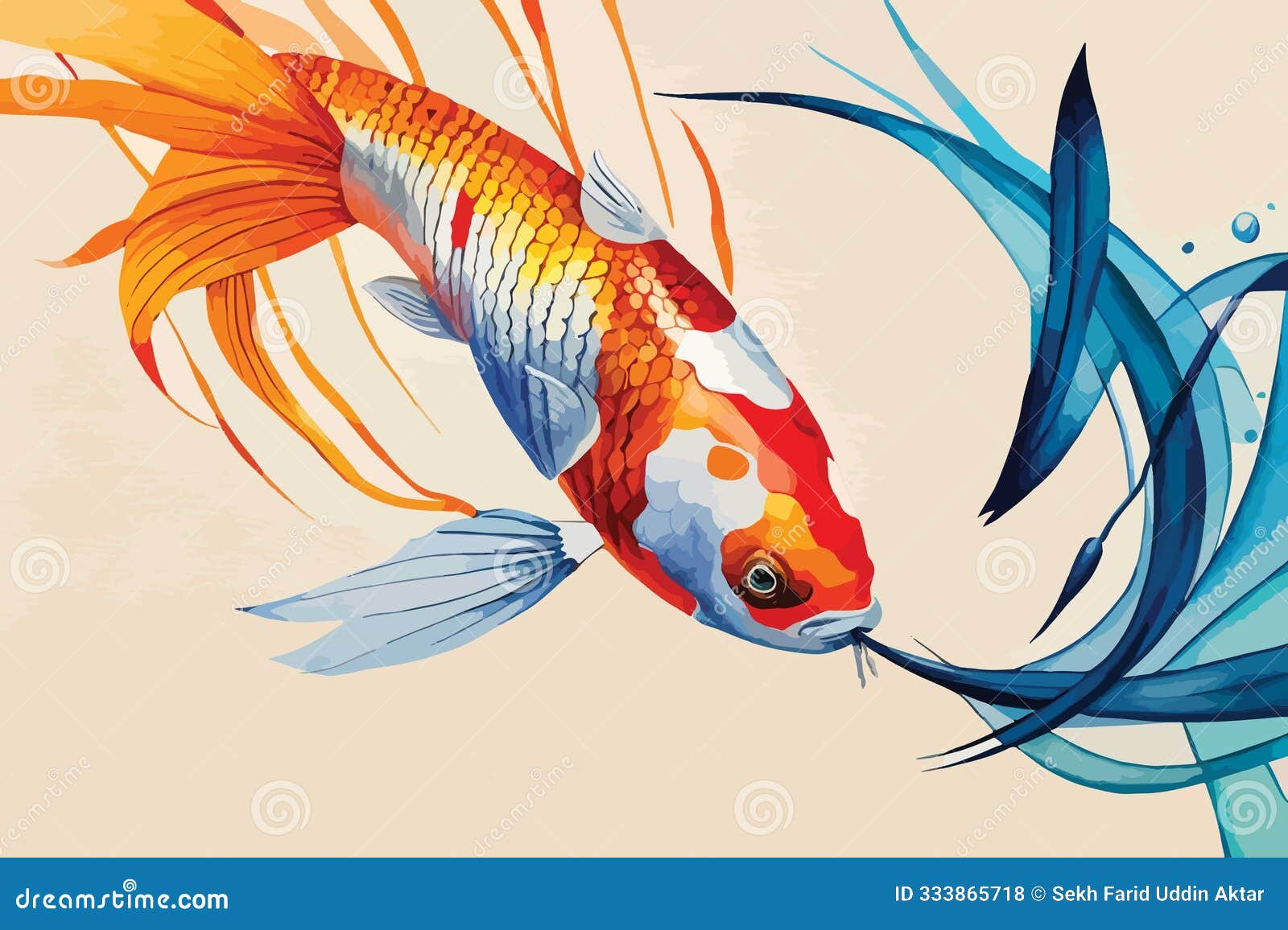 Koi Fish Art and Illustration Generative AI Stock Vector - Illustration ...