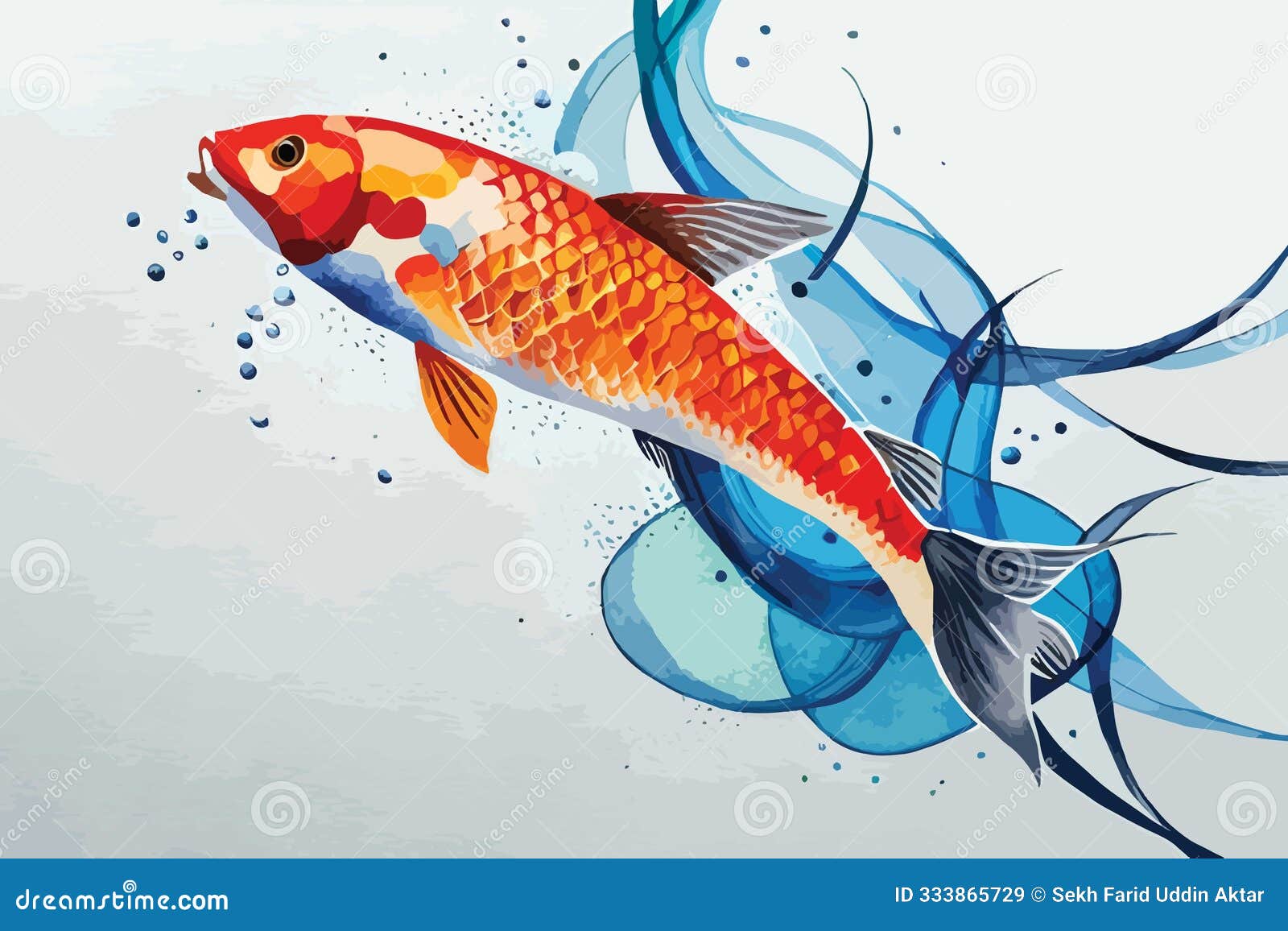 Koi Fish Art and Illustration Generative AI Stock Vector - Illustration ...