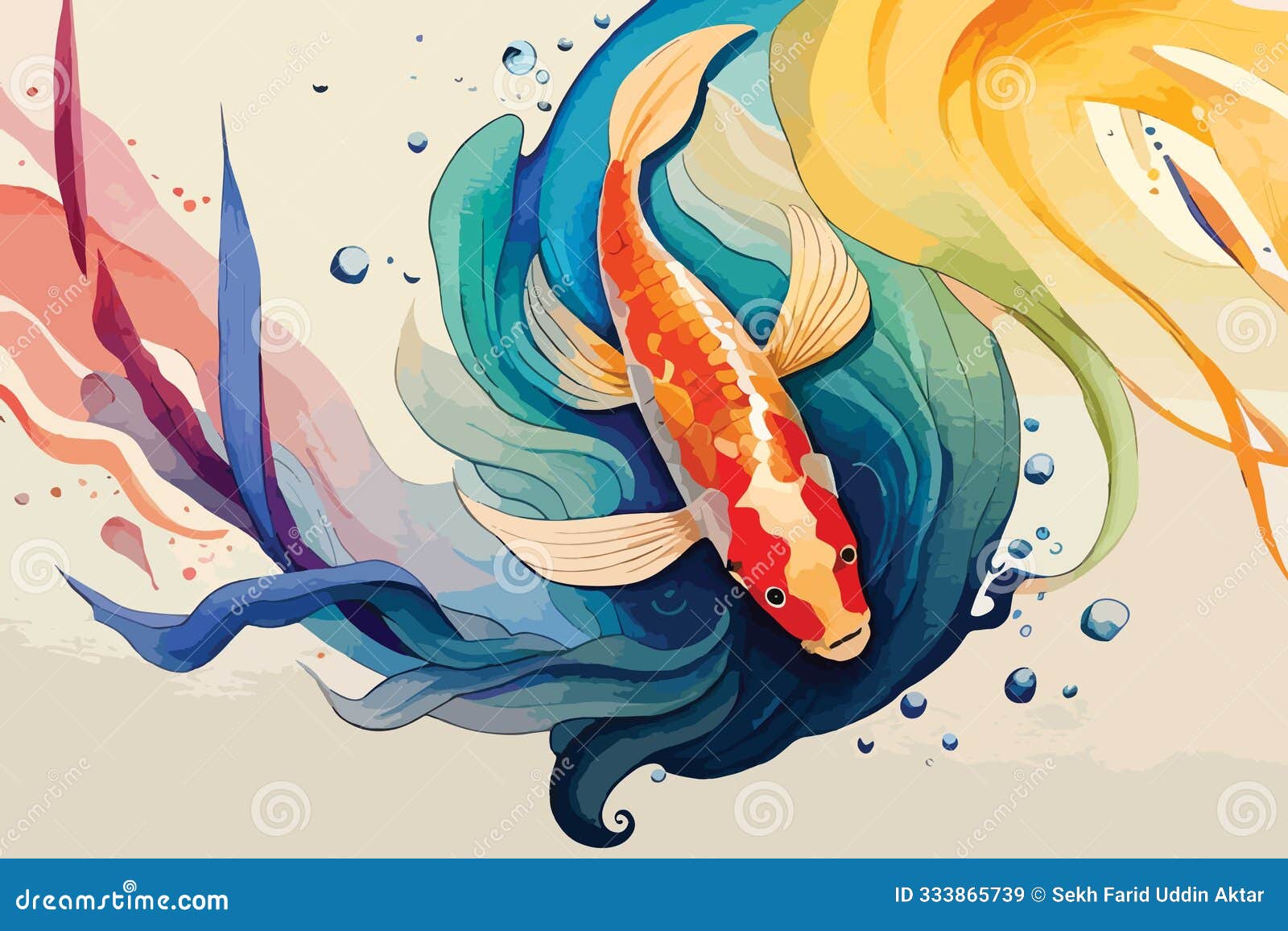 Koi Fish Art and Illustration Generative AI Stock Vector - Illustration ...