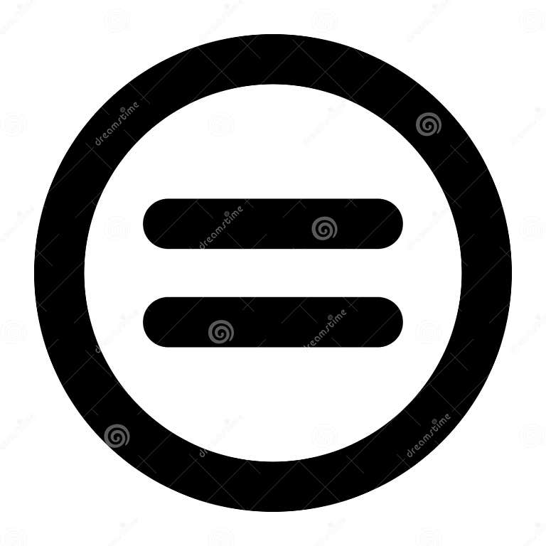 Equal Symbol Vector Icon. Equal Math Sign in Circle. Black Silhouette ...